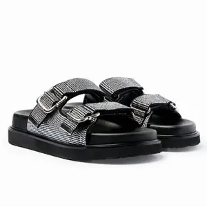 MALLET Sadie Diamante Sandals - Black/silver
