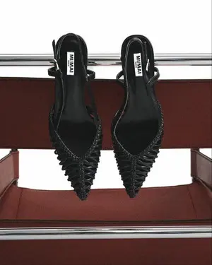 MI/MAI Tessa Woven Pointed Slingback Sandals - Black