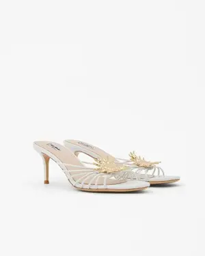 MI/MAI Salome Sun Jewel Heeled Mule Sandals - White