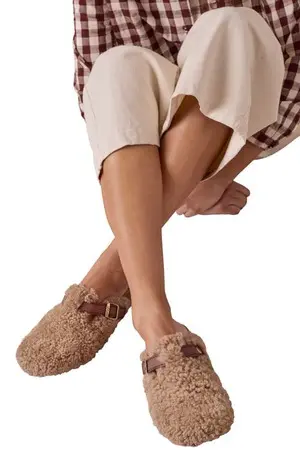 CELTIC & CO. Leather Strap Teddy Clogs