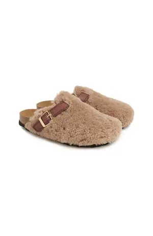 CELTIC & CO. Leather Strap Teddy Clogs