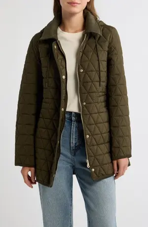 Bernardo Quilted Hooded Jacket - Olive