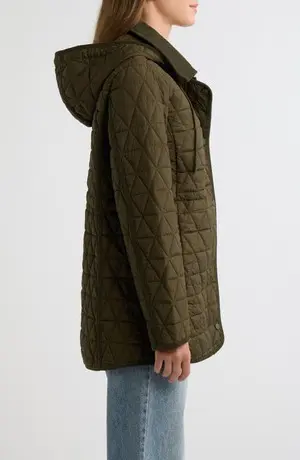 Bernardo Quilted Hooded Jacket - Olive