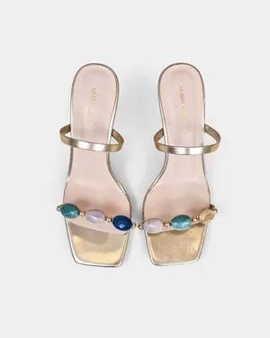 MI/MAI Naxos Cabochon Embellished Mule Sandals