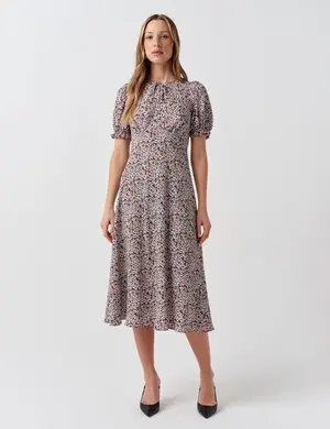 GHOST LONDON Clarissa Tie Front Midi Dress - Red Ditsy