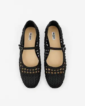 MI/MAI Ariana Woven Ballet Flats - Black