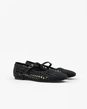 MI/MAI Ariana Woven Ballet Flats - Black