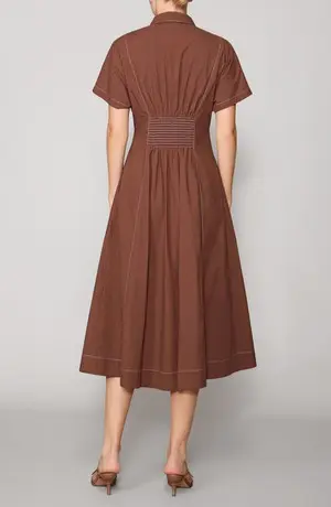 MELLODAY Contrast Stitch Midi Shirtdress