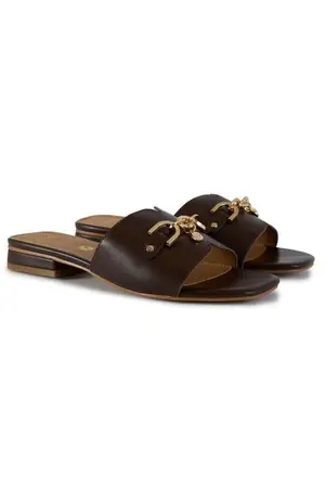 V.GAN LONDON Aji Mule Slide Sandals - Brown
