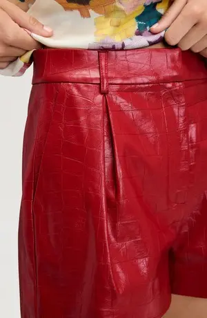 Sam Edelman Croc Embossed Faux Leather Shorts