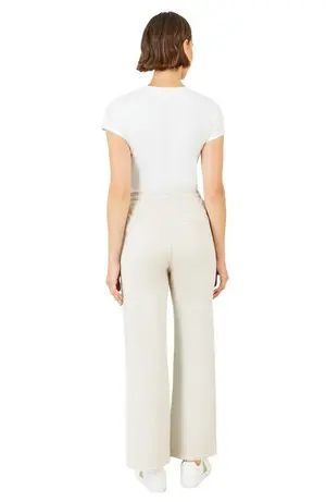 YUMI Relaxed Stretch Wide Leg Trousers - Chalk