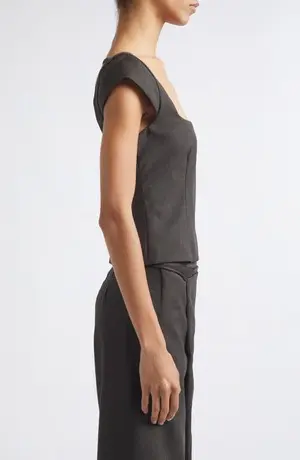 ST. AGNI Wool Blend Cap Sleeve Top