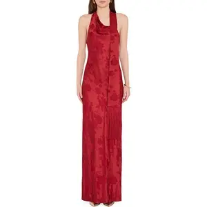 Amanda Uprichard Sonya Scarf Fringe Sleeveless Gown