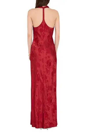 Amanda Uprichard Sonya Scarf Fringe Sleeveless Gown