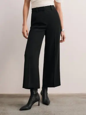 The Fold Clever Crepe Adelaide Cropped Trousers - Black
