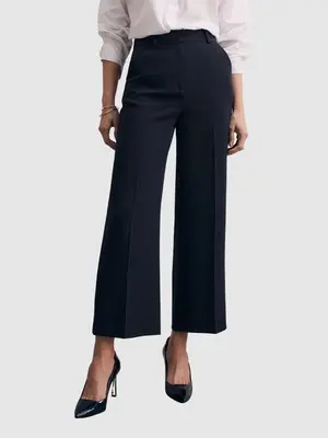 The Fold Clever Crepe Adelaide Cropped Trousers - Navy