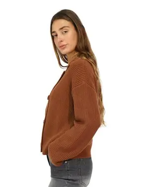 BELLE & BLOOM Make It With You Buttoned Cardigen Jacket - Dark Brown