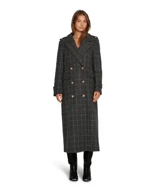 BELLE & BLOOM Command Wool Blend Double Breasted Maxi Coat - Charcoal