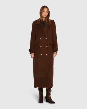 BELLE & BLOOM Command Wool Blend Double Breast Maxi Coat