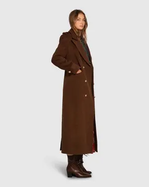 BELLE & BLOOM Command Wool Blend Double Breast Maxi Coat