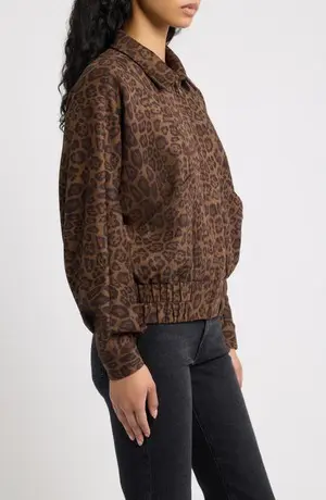 Dra Paulina Leopard Print Bomber Jacket