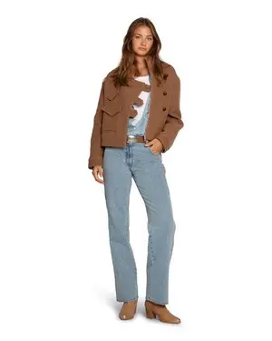 BELLE & BLOOM Crystal Skies Cropped Wool Rib Jacket - Brown