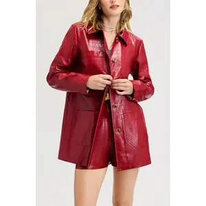 Sam Edelman Croc Embossed Faux Leather Jacket
