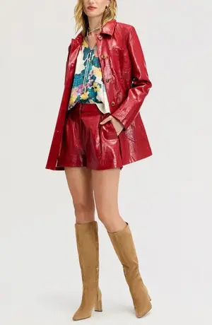 Sam Edelman Croc Embossed Faux Leather Jacket
