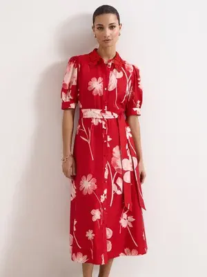 PHASE EIGHT Petite Delphine Belted Midi Shirt Dress