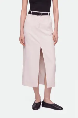 NOCTURNE Belted Maxi Skirt With Front Slit - Ivory