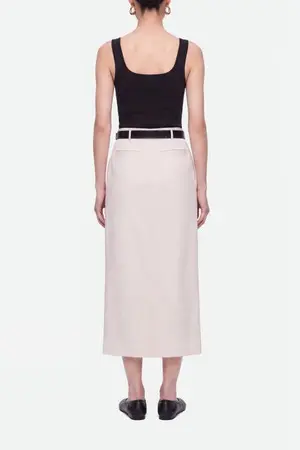 NOCTURNE Belted Maxi Skirt With Front Slit - Ivory