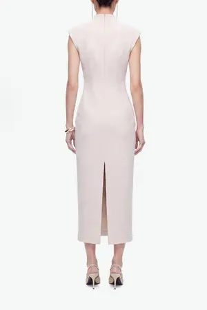 NOCTURNE Sleeveless Padded Shoulder Button Detail Maxi Dress - Ivory