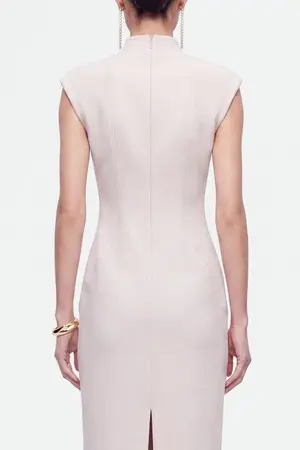 NOCTURNE Sleeveless Padded Shoulder Button Detail Maxi Dress - Ivory