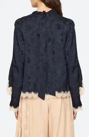 Sea Shay Floral Jacquard Lace Top
