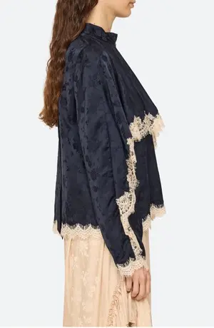 Sea Shay Floral Jacquard Lace Top