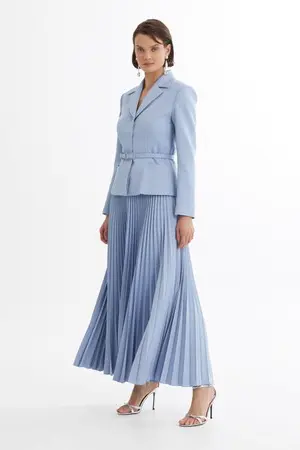 GIZIA Belted Blazer And Pleated Skirt Set