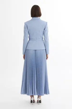 GIZIA Belted Blazer And Pleated Skirt Set