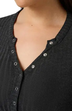 Travis Mathew Cloud Rib Henley - Heather Black