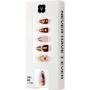 NEVER HAVE I EVER Burgundy Cherub French Tip Press On