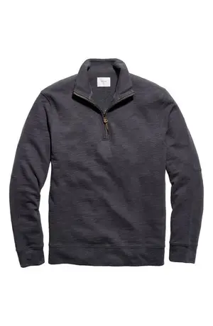 Billy Reid French Terry Half Zip Pullover Asphalt
