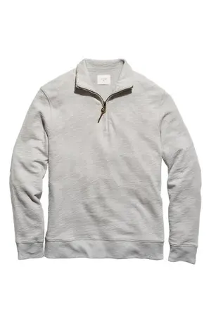 Billy Reid French Terry Half Zip Pullover Silver