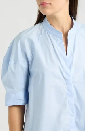 EMME Genniaio Stand Collar Puff Sleeve Top