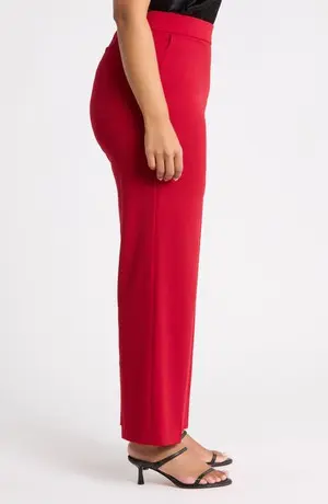 Anne Klein Crepe Straight Leg Pull-on Pants - Vermillion