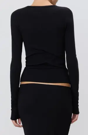 Eterne Long Sleeve Fitted T-shirt - Black