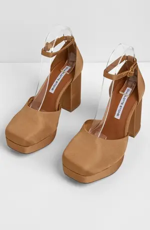 Charlotte Stone Libby Ankle Strap Platform Pump Brass