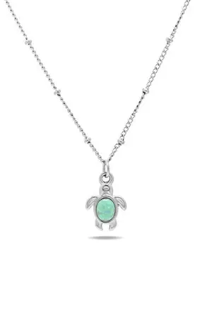 ATOLEA Opal Turtle Necklace Silver