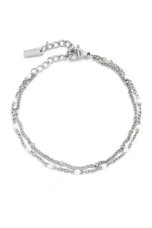 ATOLEA Double Beaded Chain Bracelet - Silver