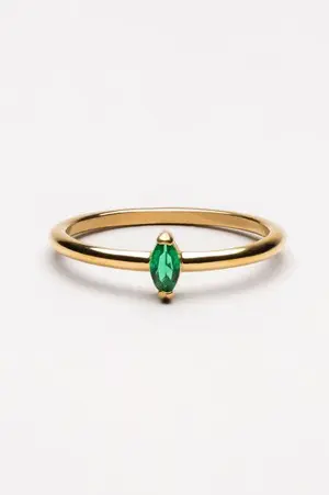 ATOLEA Dainty Emerald Ring With Zirconia - Green