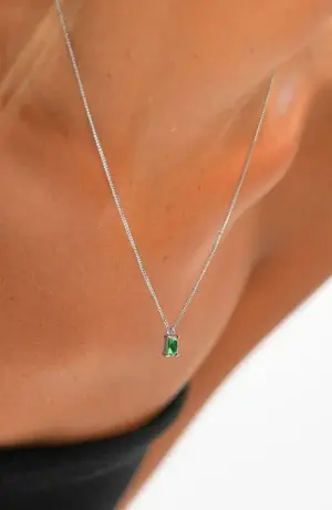 ATOLEA Emerald Necklace - Silver