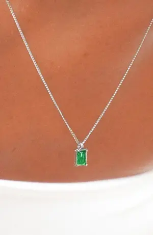 ATOLEA Emerald Necklace - Silver